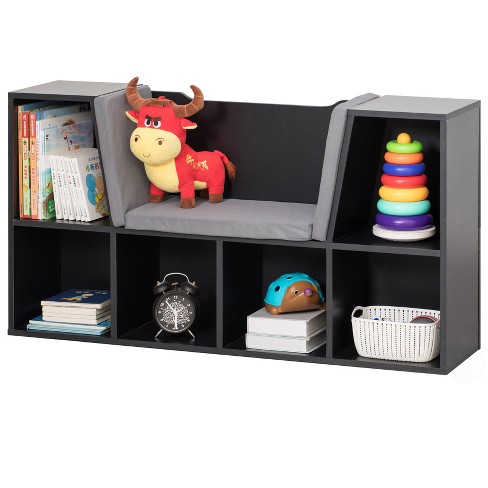 Basicwise Modern Multi-purpose Bookshelf With Storage Space And Gray ...