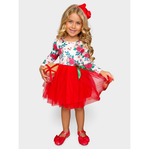 Blooms In Winter Tutu Dress Mia Belle Girls, Red, 2t : Target