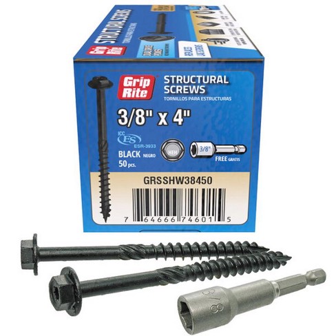 Grip-rite 3/8 In. Wire X 4 In. L Star Hex Washer Head Structural Screws ...