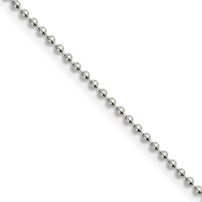 Black Bow Jewelry 2mm Stainless Steel Beaded Chain Necklace, 22 Inch ...