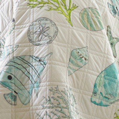 Biscayne Full/queen Quilt Set - Teal, Green, Aqua - Levtex Home : Target
