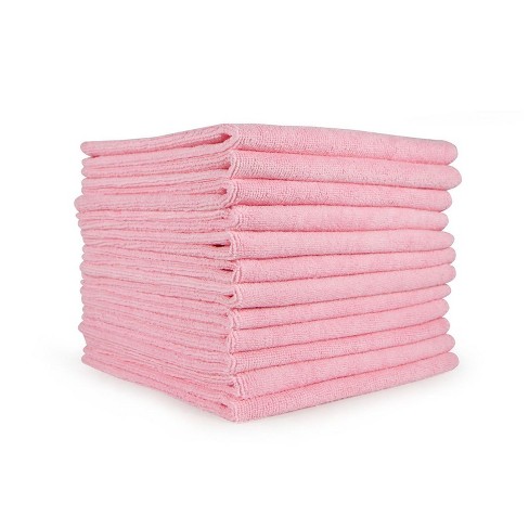 Smart Choice Microfiber Cloths 16x16 35gm Pink (12/pack) : Target