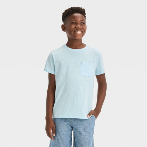 Boys' Short Sleeve Heathered T-shirt - Cat & Jack™ Blue M : Target