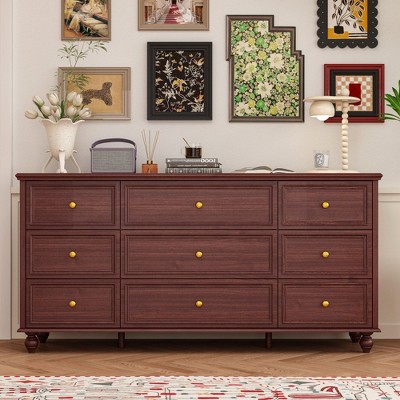 Hitow Horizontal Dresser for Bedroom 9 Drawer Dresser Classic Chest ...