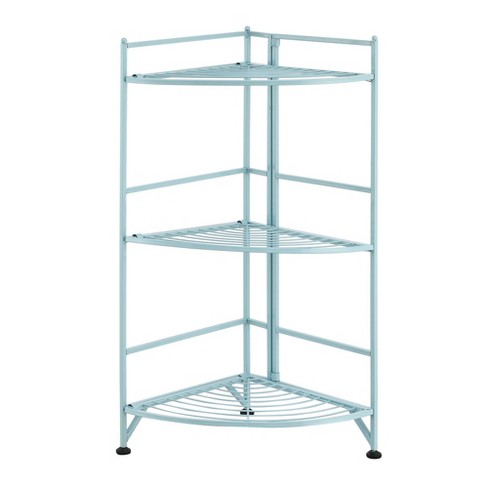 32.5" Extra Storage 3 Tier Folding Metal Corner Shelf Sea Foam ...