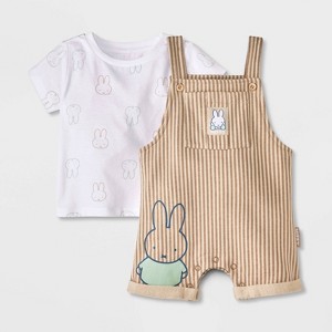 Baby Boys' 2pc Miffy Overalls & Short Sleeve Top Set - Brown : Target