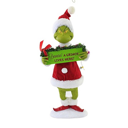 Possible Dreams 14.0 Inch Beware! Dr. Seuss Grinch Lives Here Figurines ...