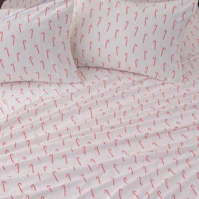 Great Bay Home Cotton Printed Flannel Sheet Set (queen, Candy Canes ...