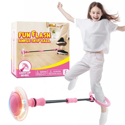 Joyfy Pink Ankle Skip Ball For Kids, Skip It Toy With Flashing Lights ...