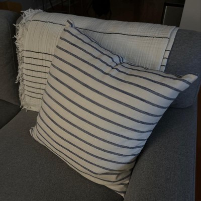 Oversized Cotton Striped Square Throw Pillow Black/cream - Threshold ...