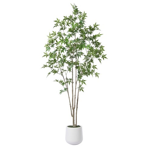 Kazeila 7ft Artificial Maple Tree With Round White Planter, Pre Potted ...