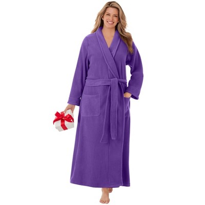 Dreams & Co. Women's Plus Size Microfleece Wrap Robe, 22/24 - Plum ...