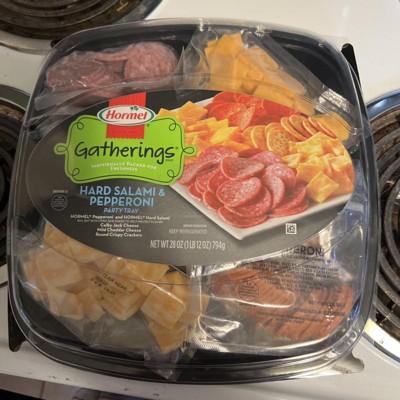 Hormel Gatherings Hard Salami, Pepperoni, Cheese & Crackers Party Tray - 28oz : Target