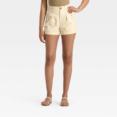 Women's High-Rise Pleated Shorts - Universal Thread™ Tan 14 : Target