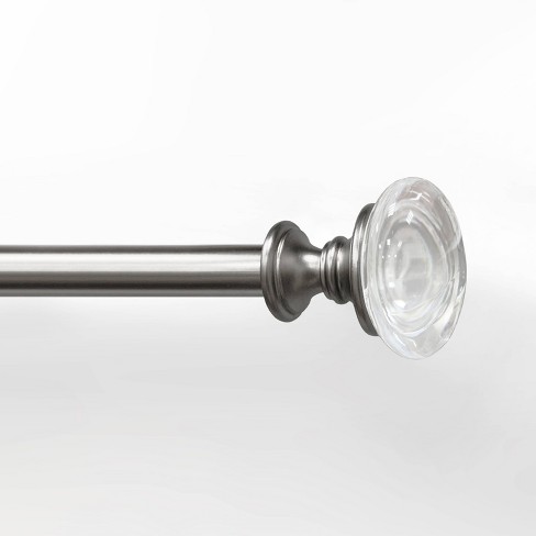 66"x120" Drapery Single Rod Set Finials Modern Brushed Nickel Crystal ...