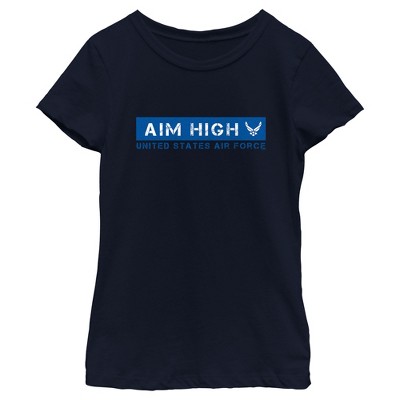 Girl's United States Air Force Aim High Logo T-shirt - Navy Blue ...