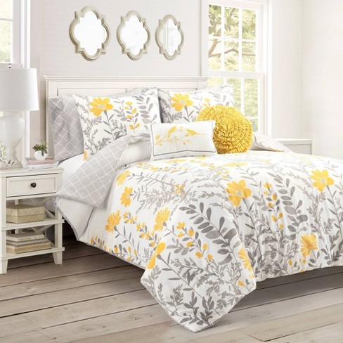 8pc Queen Aprile Soft Reversible Oversized Comforter Set Yellow/gray ...