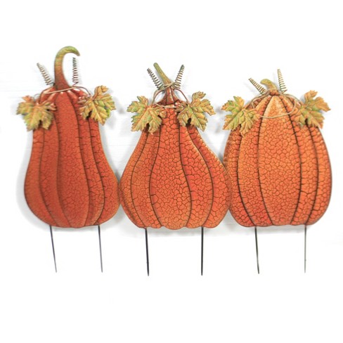Direct International Home & Garden Three Metal Pumpkin Stakes - 1 Set ...