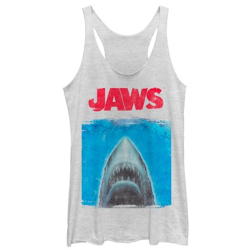 Women's Jaws Shark Movie Poster Racerback Tank Top - White Heather ...