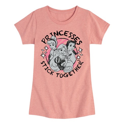 Girls' Disney Princesses Stick Together Fitted Short Sleeve Graphic T ...