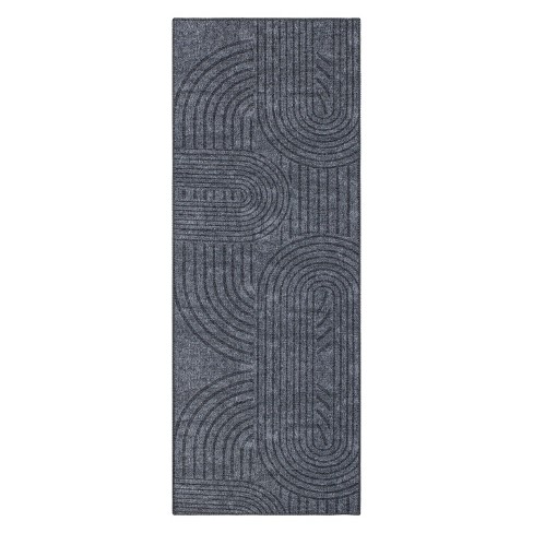 World Rug Gallery Contemporary Lines Machine Washable 2'6"x10' Dark ...