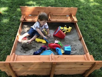 Best Choice Products 47x47-inch Kids Wooden Outdoor Sandbox W/ 2 ...
