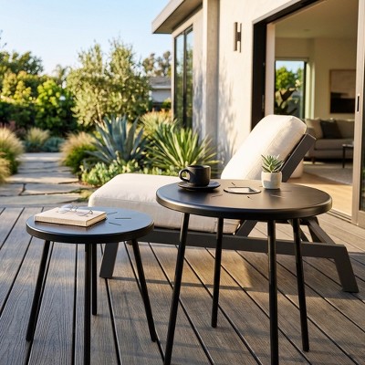 GDFStudio Iris 2 Piece Modern Outdoor Solar Powered Table Set with LED ...