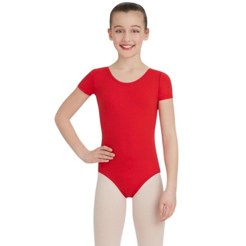 Capezio Red Team Basics Short Sleeve Leotard - Girls Large : Target