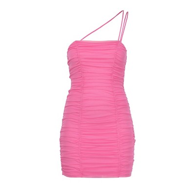 Women's Ruched Mini Bodycon Dress - Carmine Rosa : Target