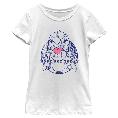 Girl's Lilo & Stitch Nope Not Today Angry Stitch T-shirt - White ...