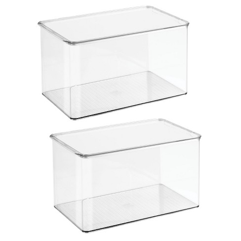 Mdesign Plastic Stackable Closet Storage Bin Box With Lid, 2 Pack : Target