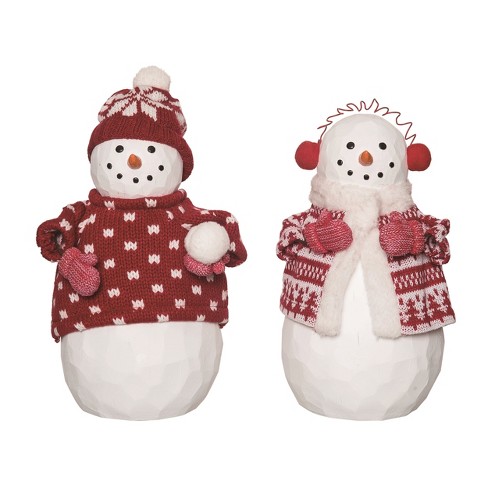 Transpac Large Resin Soft Sweater Snowman Figurine Set Of 2 Christmas ...