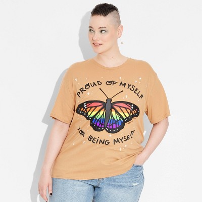 Pride Adult Short Sleeve 'proud Butterfly' T-shirt - Tan 3x : Target