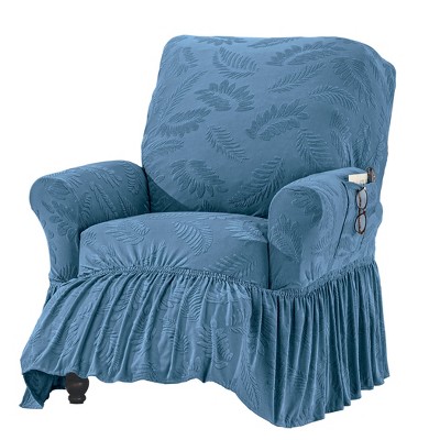 Collections Etc Leaf Design Ruffle Border Stretch Furniture Cover Chair ...