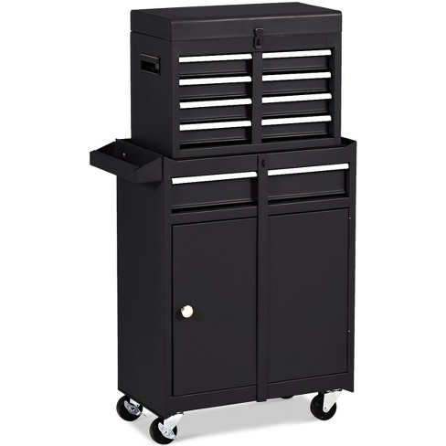 2 In 1 Tool Chest & Cabinet With 5 Sliding Drawers Rolling Garage ...