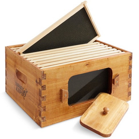 Honey Keeper Deep Brood Box With Window, 100% Beeswax Coated Beehive ...