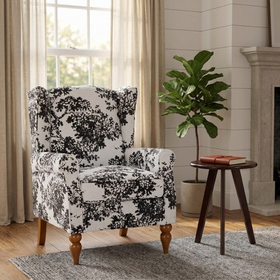 Vintage Luxury Upholstered Wingback Armchair & Solid Wood Coffee Table ...