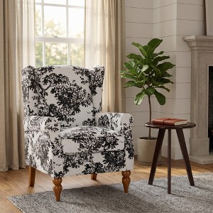 Vintage Luxury Upholstered Wingback Armchair & Solid Wood Coffee Table ...