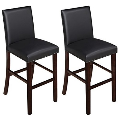 HomeStock 42 in.H Black Finish Low Back Wood Frame Barstool Leather ...