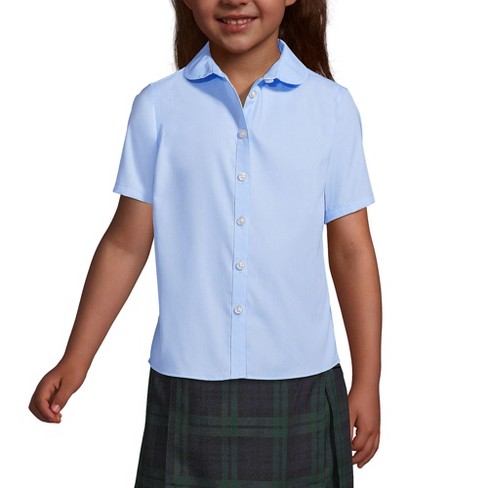 Lands' End School Uniform Kids Short Sleeve Peter Pan Collar Broadcloth ...
