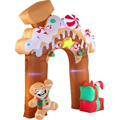 Joiedomi 10 Ft Inflatable Gingerbread House Archway With Built-in Leds ...
