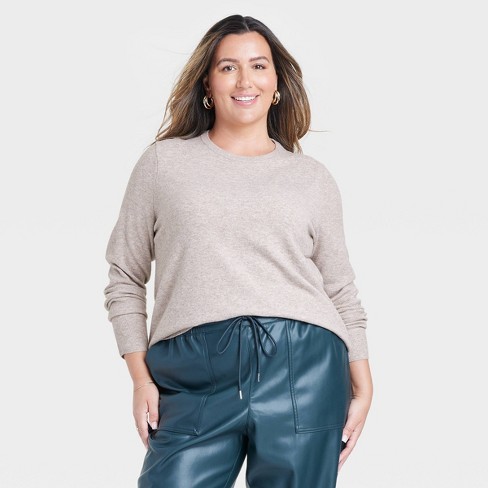 Women's Crewneck Cashfeel Pullover Sweater - A New Day™ Mauve 3x : Target