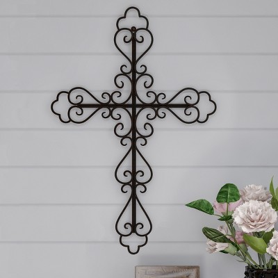 Metal Wall Cross With Decorative Intertwined Vine Design- Rustic ...