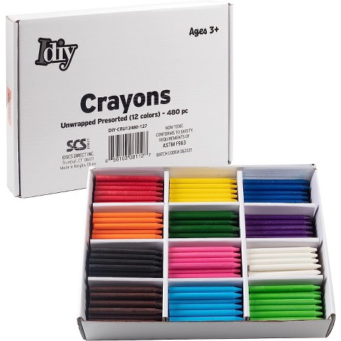 Idiy Unwrapped Bulk Wax Crayons (pre-sorted 480 Ct, 12 Color, 40 Each ...