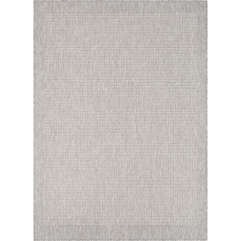 Well Woven Woden Grey Ivory Indoor / Outdoor Flat Weave Pile Solid ...