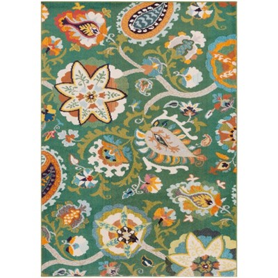 Ruggable Camellia Washable Floral Area Rug - Jade 9'x12'. : Target