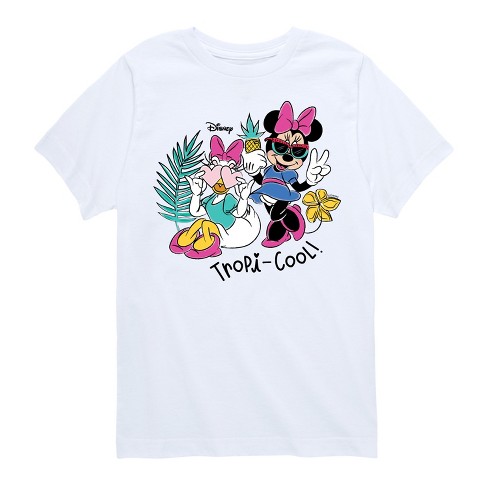 Boys' Disney Minnie And Daisy Tropicool Design Short Sleeve Graphic T ...