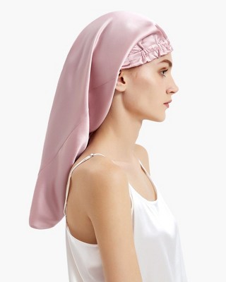 Mommesilk 22 Momme Pure Long Silk Hair Bonnet - Rosy Pink : Target