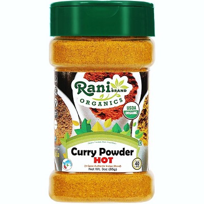Organic Curry Powder Hot, Indian 9-spice Blend - 3oz (85g) - Rani Brand ...