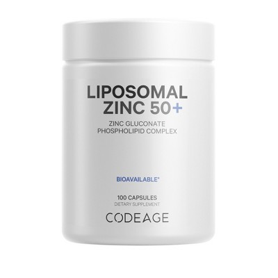 Codeage Liposomal Zinc 50 Mg, Zinc Gluconate Essential Mineral Vegan ...